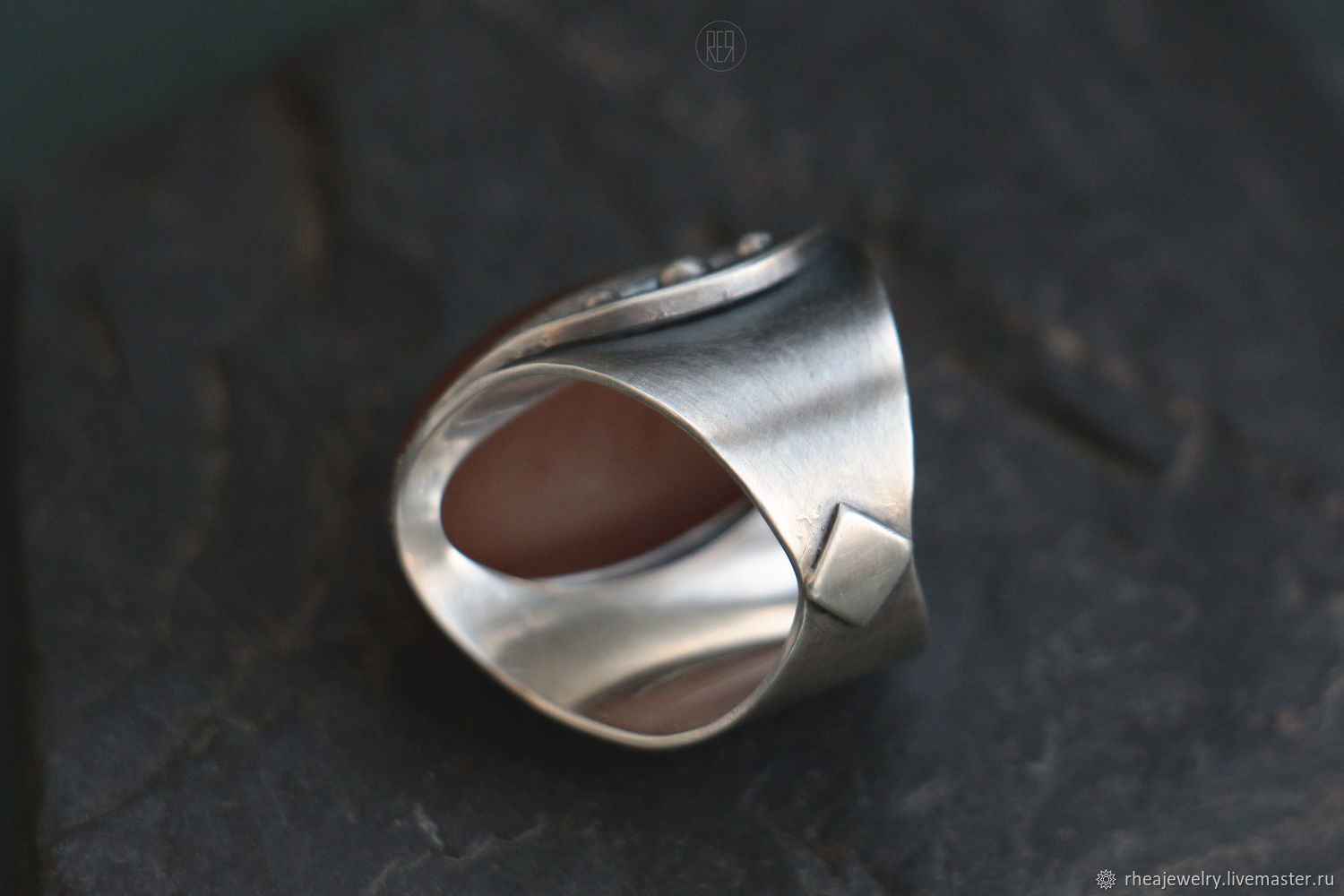 Мужской перстень в серебре с натуральным сердоликом,средневековый ...