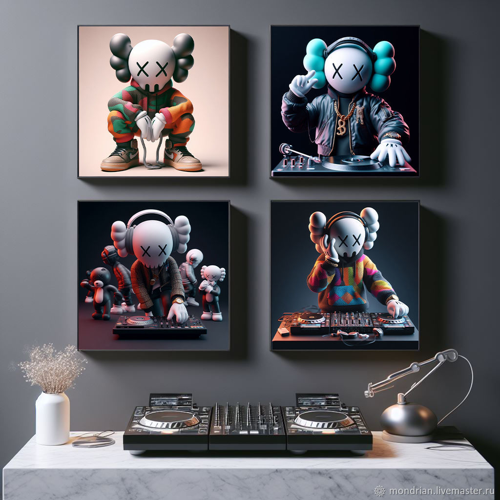 Постеры 4в1 Dj Kaws в интернет-магазине Ярмарка Мастеров по цене 1054 ...