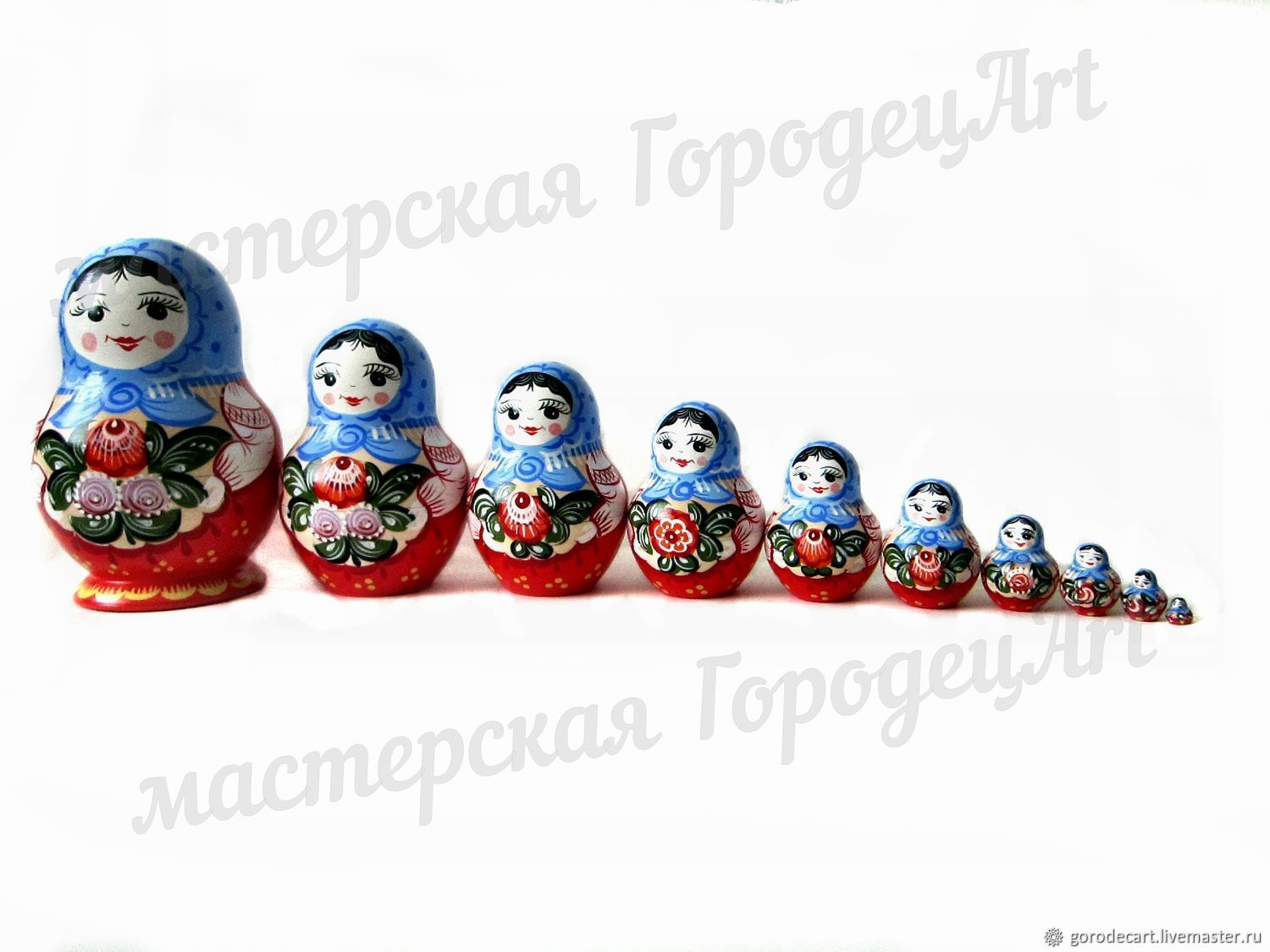 Матрешка 10 мест (городецкая роспись) в интернет-магазине на Ярмарке ...