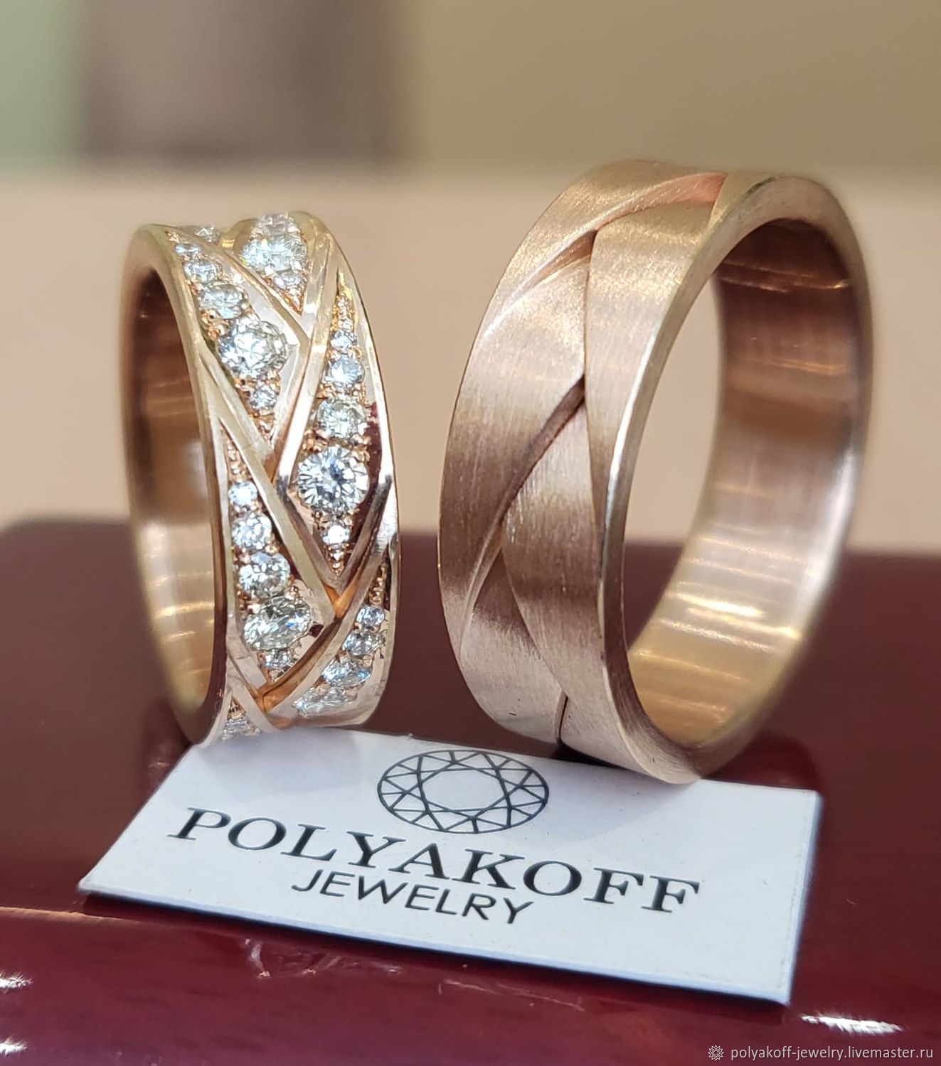 Обручальные кольца: из розового золота с бриллиантами в интернет-магазине Ярмарка Мастеров по ...