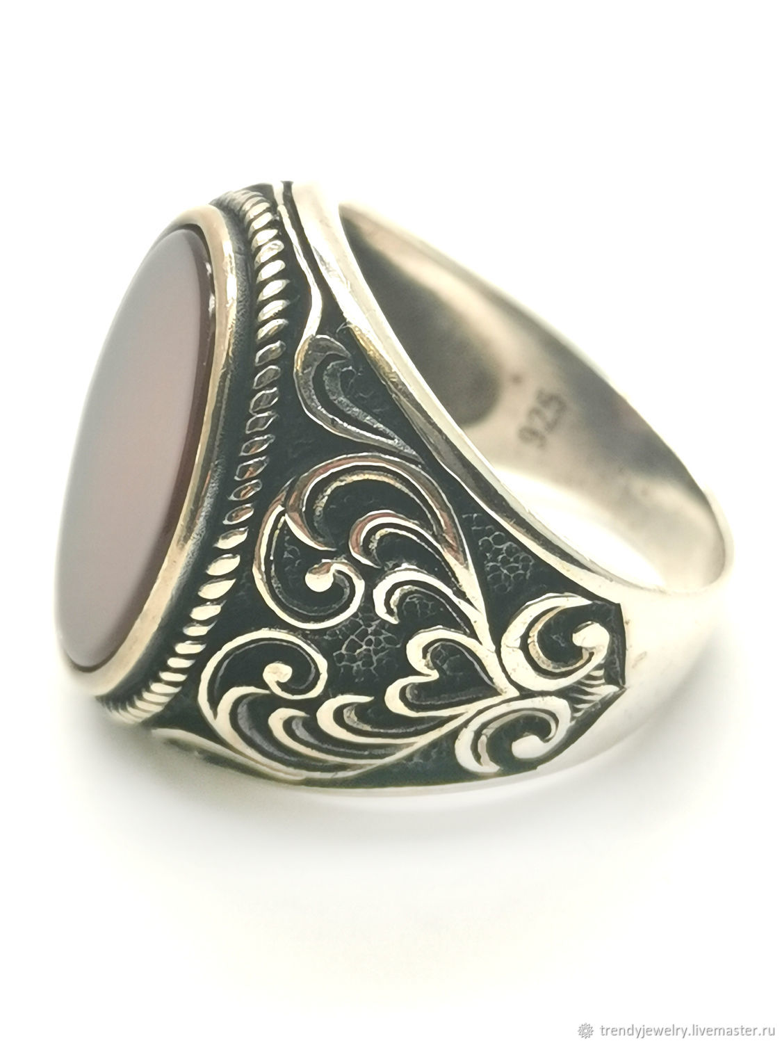 Перстень мужской серебро с красным камнем Сердолик Карнеол перстень ...