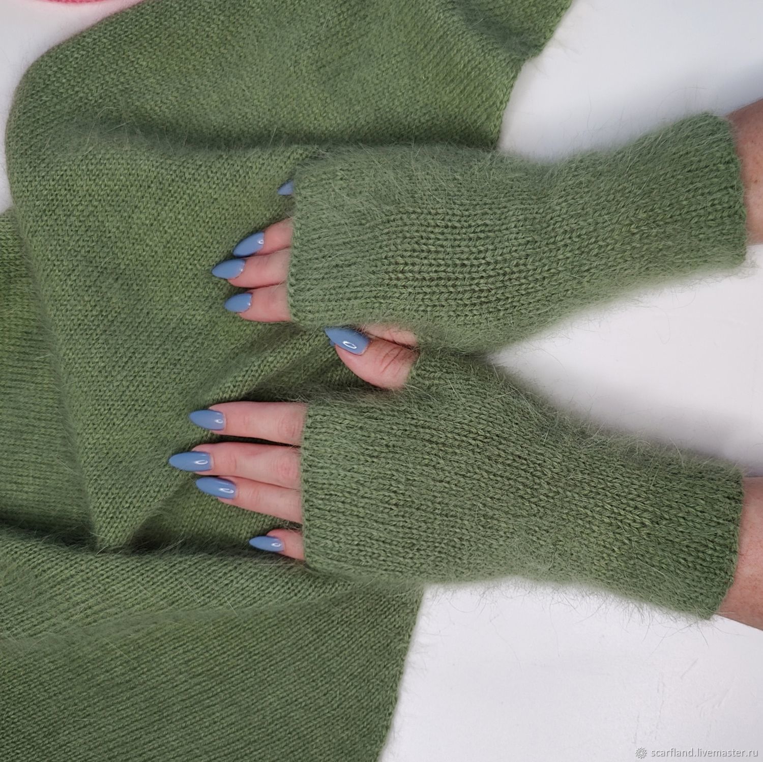 Митенки: митенки вязаные из ангоры/пух норки теплые митенки женские ...