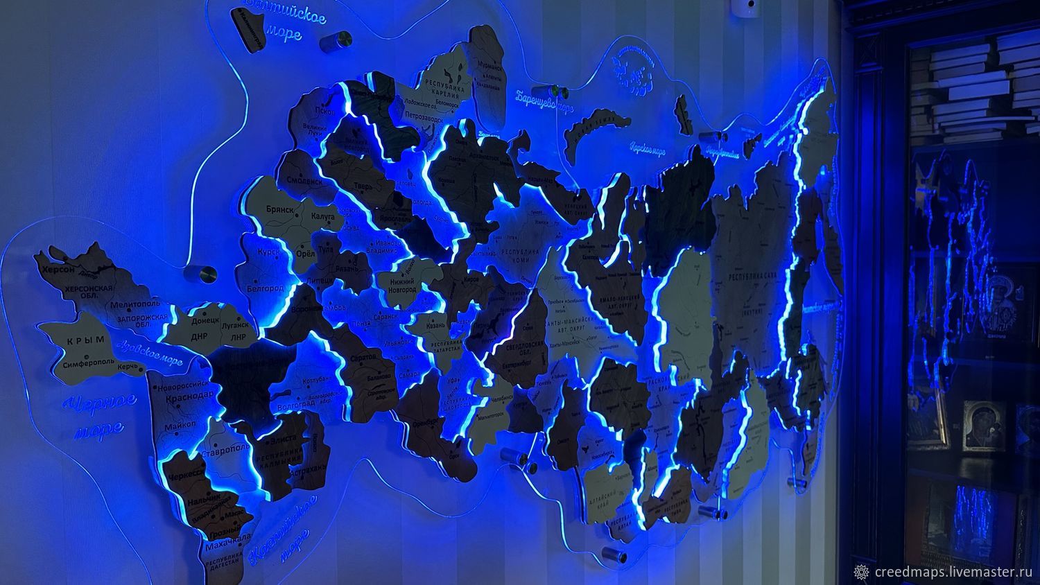Карты мира: Эксклюзивная карта России с неоновой подсветкой купить в ...