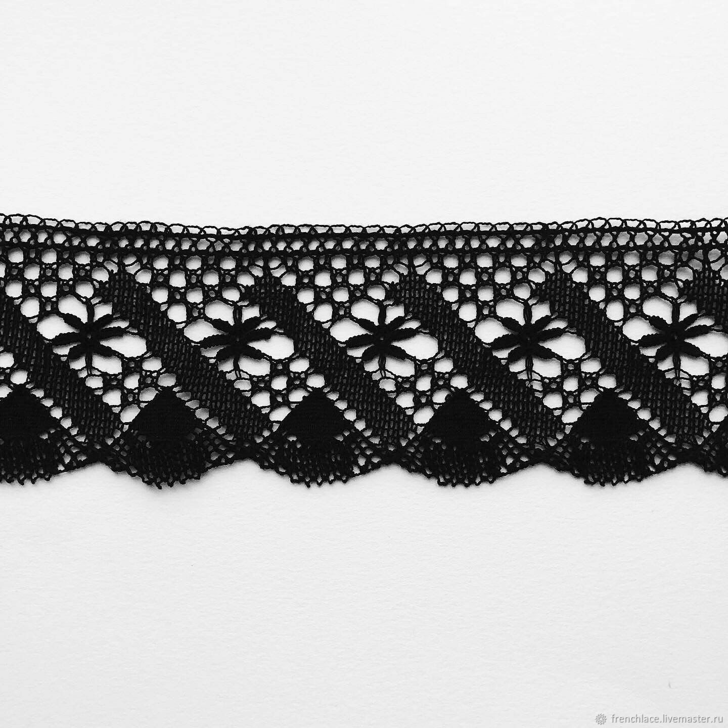 Английское вязаное кружево L0452/ч - 7,5 см - ЧЕРНЫЙ купить в интернет ...