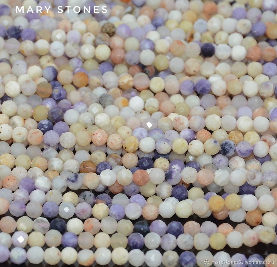 Камень Тиффани (бертрандит-опал в породе), огранка бусины 3.5 мм купить ...