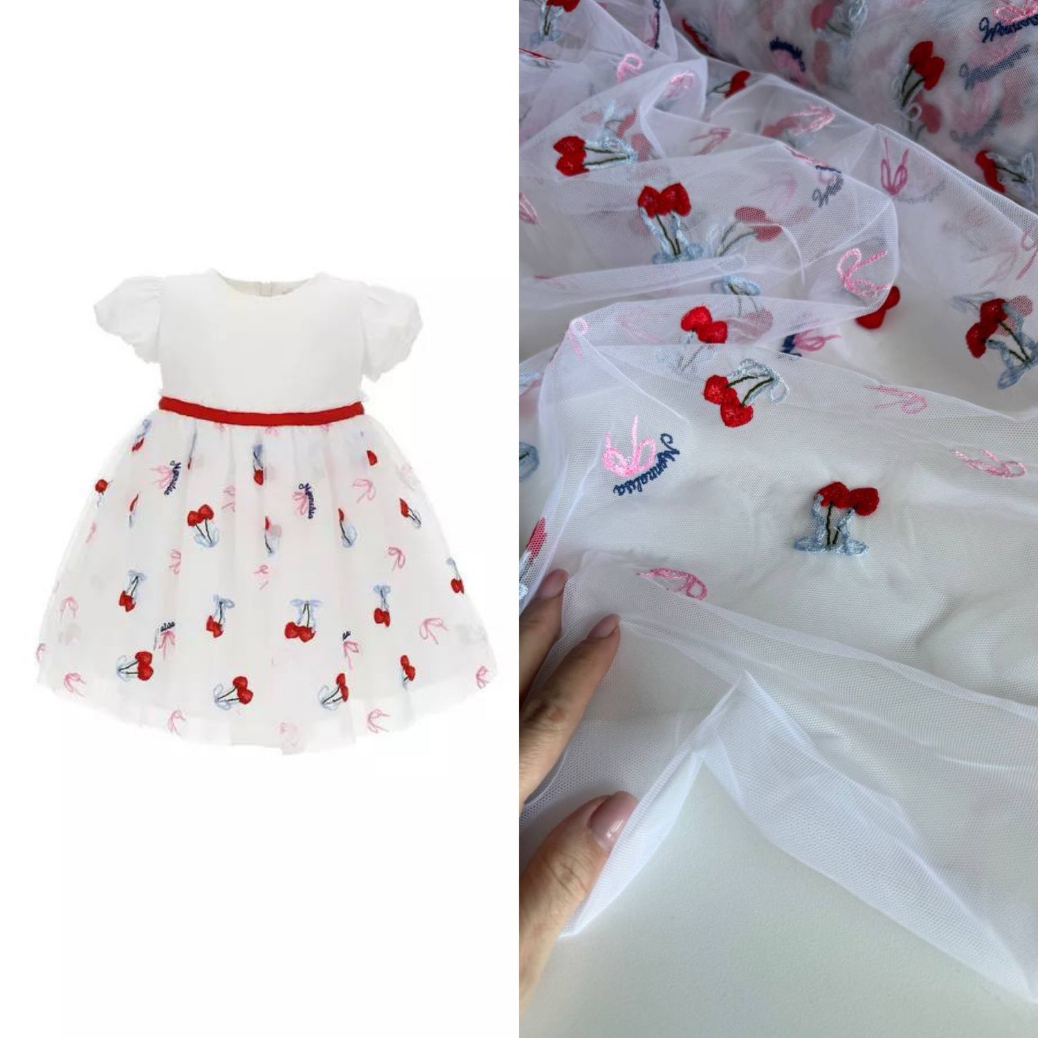 Сетка (фатин) с вышивкой Monnalisa купить в интернет-магазине Ярмарка ...