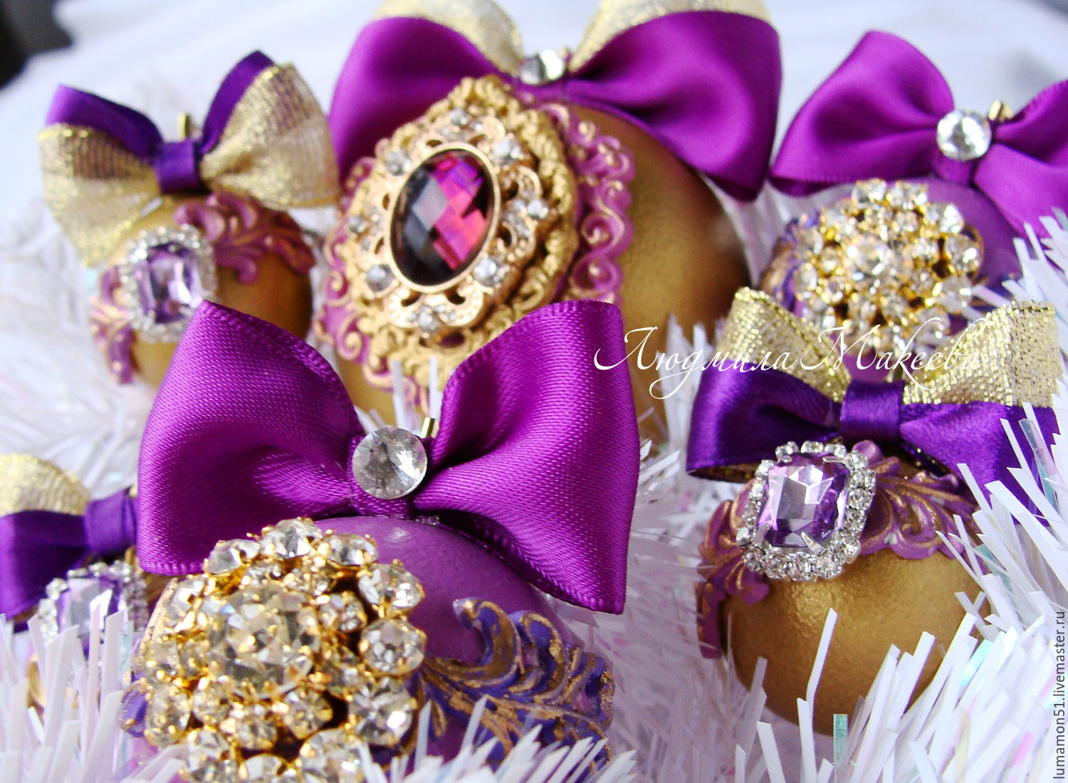 Набор ёлочных украшений " Эффектный фиолетово-золотой " – заказать на ...